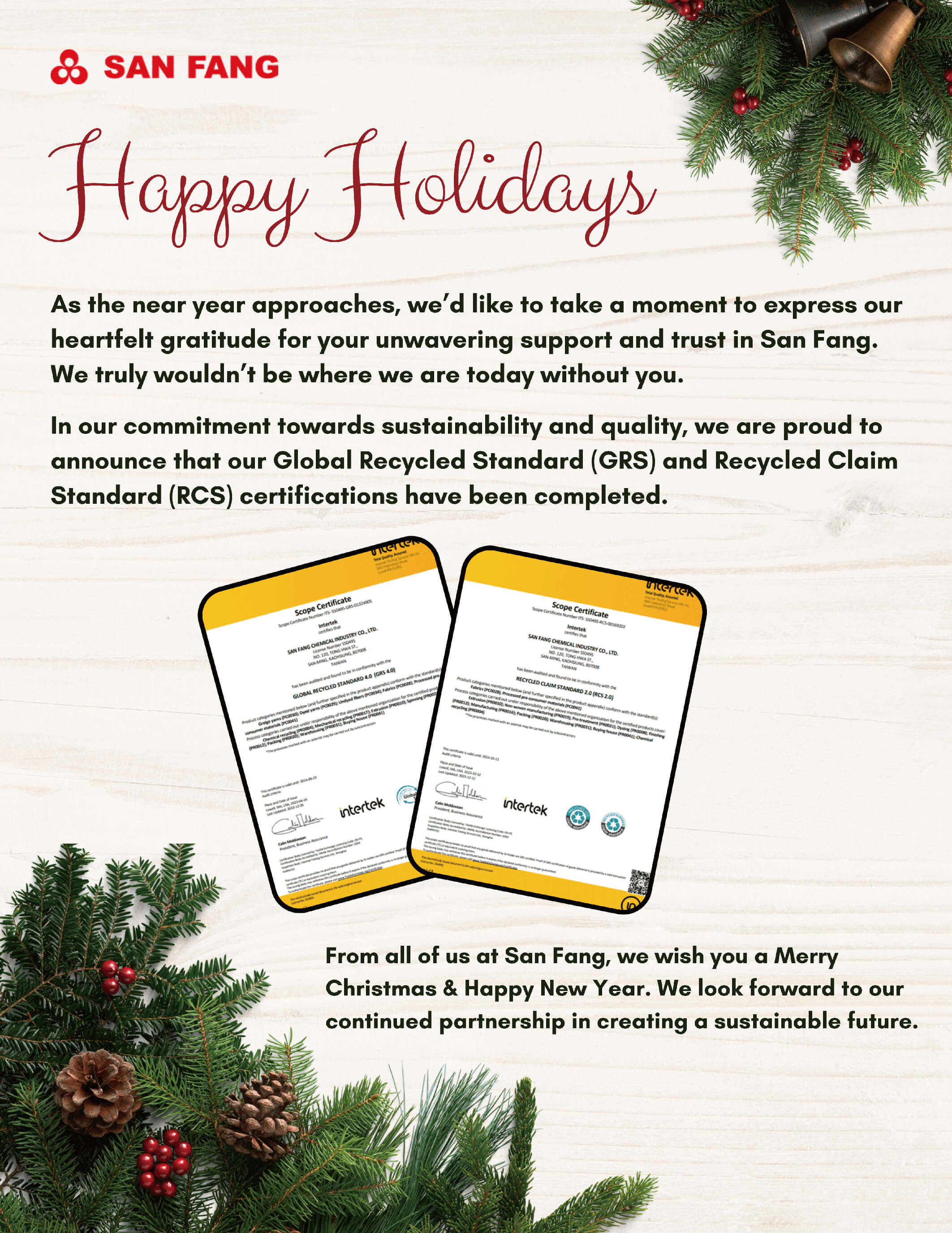 Sustainability Commitment & Merry Christmas